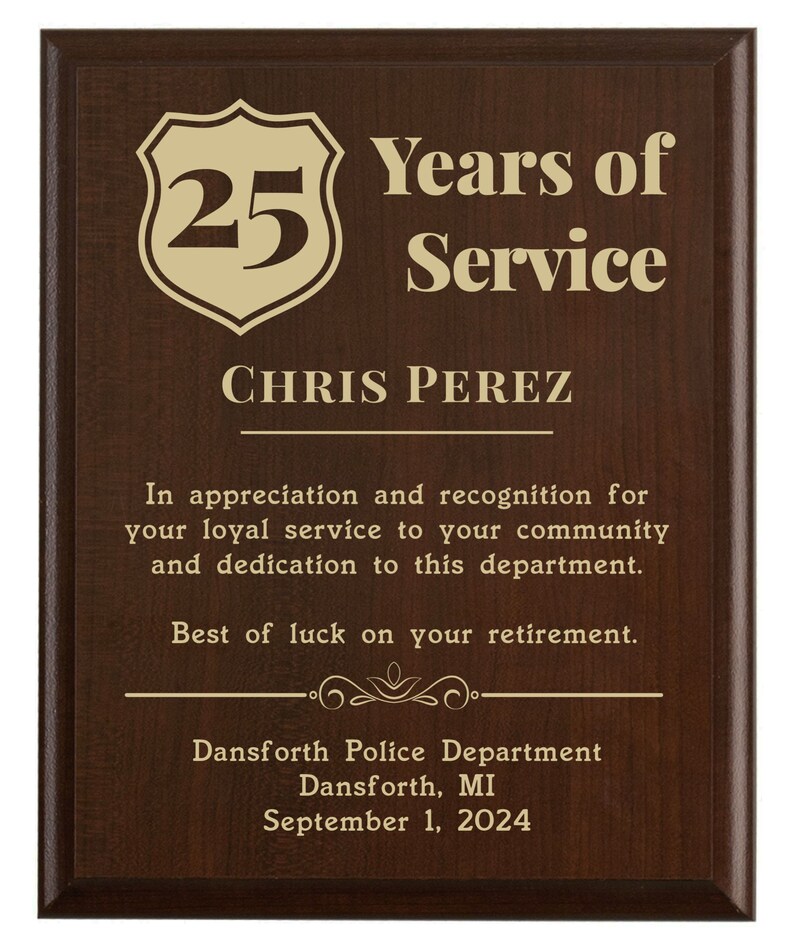 Police Retirement Gift Retiring Police Officer Plaque Award - Etsy