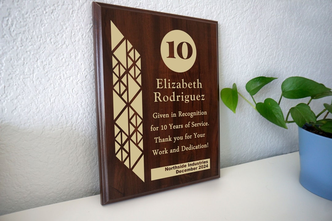 10 Year Work Anniversary Gift Award | Ten Years of Service Employee Recognition Appreciation ...