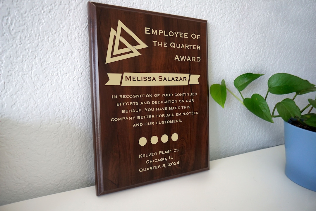 Employee of the Quarter Award Plaque | End of Quarter Recognition Award ...