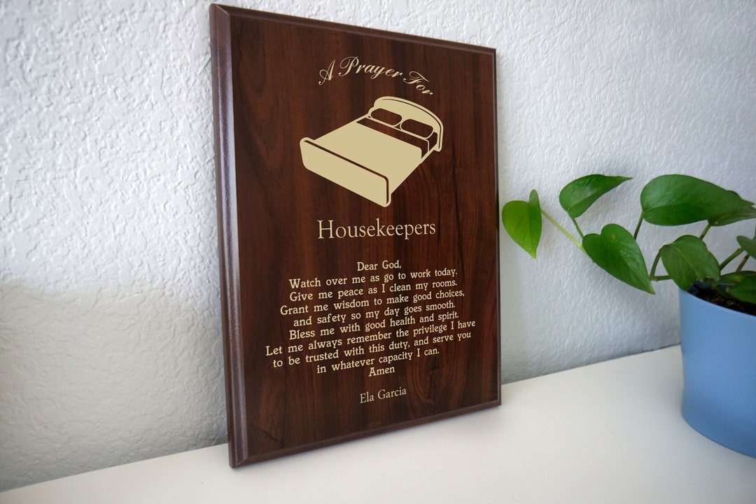 Housekeeper Prayer Plaque | Personalized Room Attendant Gift | Hotel ...