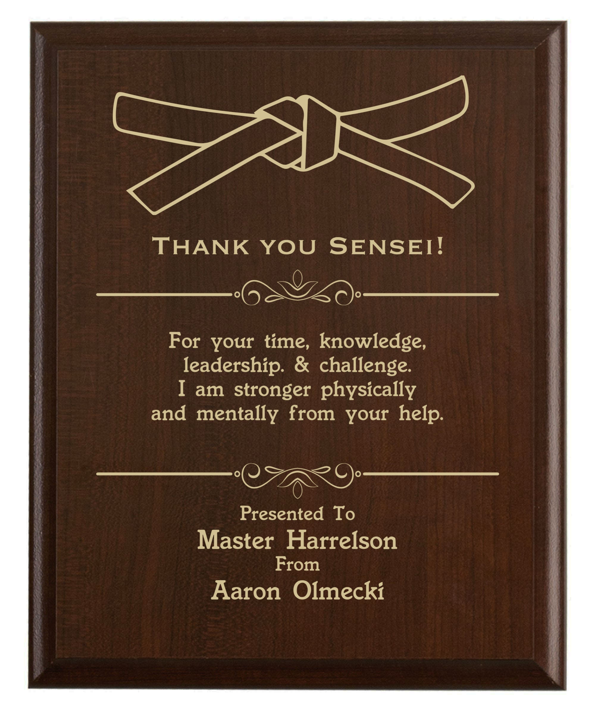 Karate Sensei Thank You Gift | Karate Coach Plaque From a Student or ...