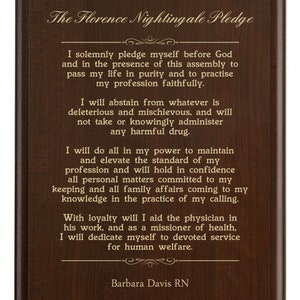 Florence Nightingale Pledge Plaque | Personalized Nursing School ...