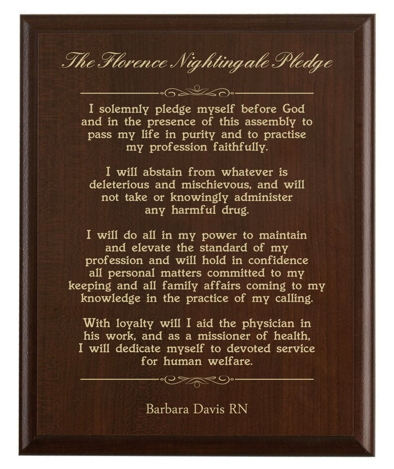 Florence Nightingale Pledge Plaque | Personalized Nursing School ...