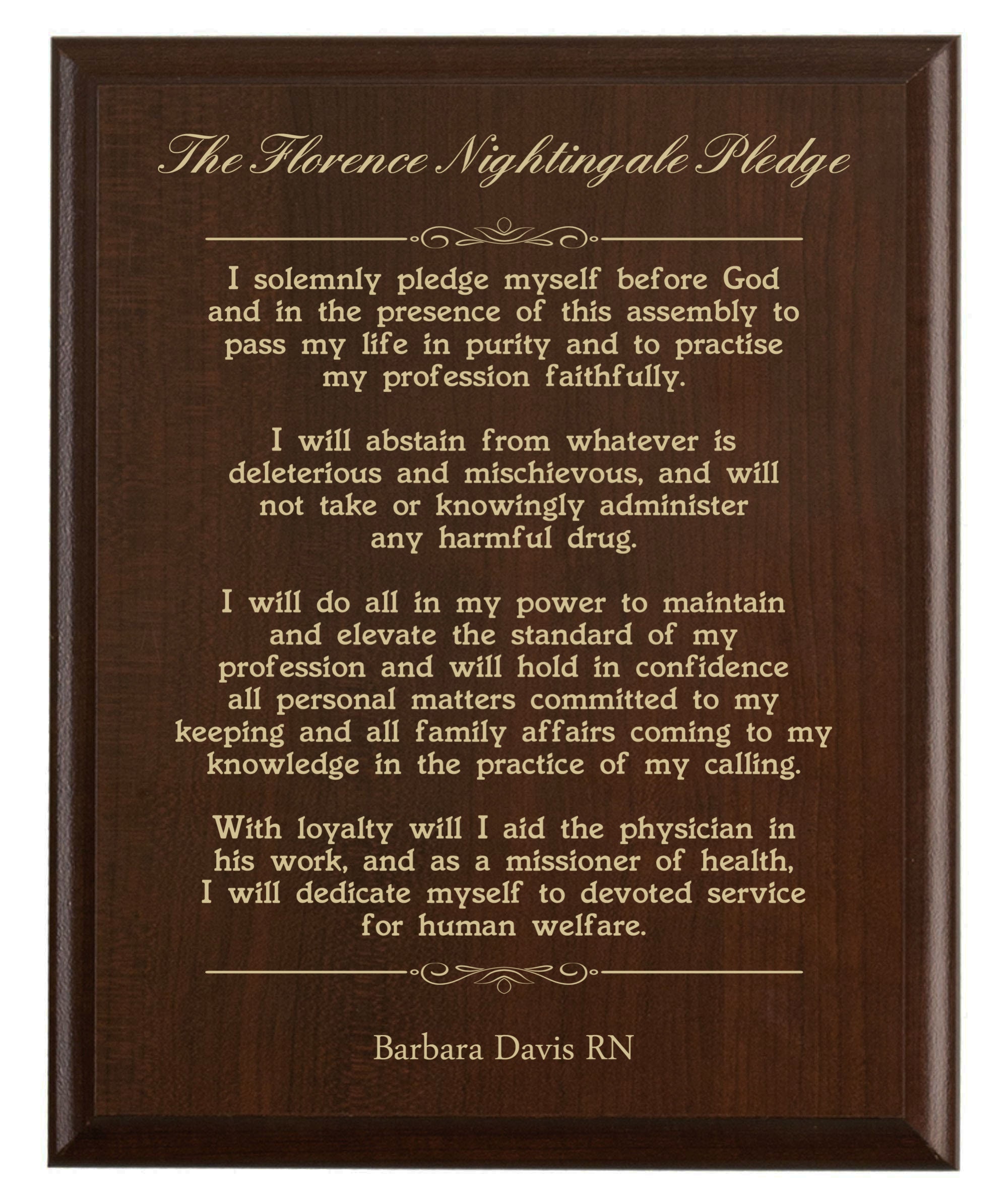 Florence Nightingale Pledge Plaque | Personalized Nursing School ...