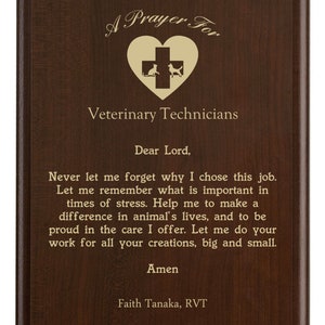 Vet Tech Prayer Plaque | Personalized Veterinary Technicians Graduation ...