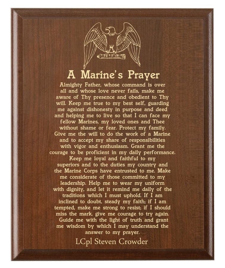 Marine Corps Prayer Plaque Personalized Marine Gift USMC | Etsy
