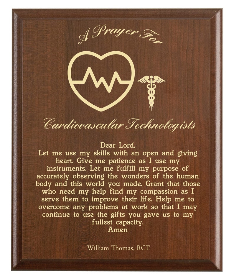 Cardiovascular Technologist Prayer Plaque Personalized | Etsy