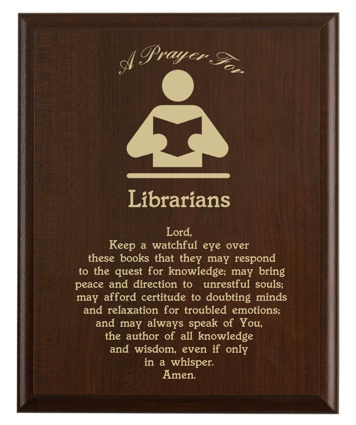 Librarian Prayer Plaque Personalized Librarians Gift A - Etsy