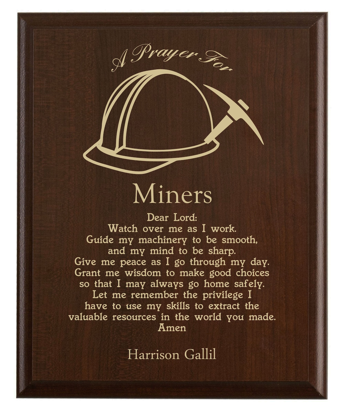 Miner Prayer Plaque Personalized Coal Miners Gift Quarry - Etsy