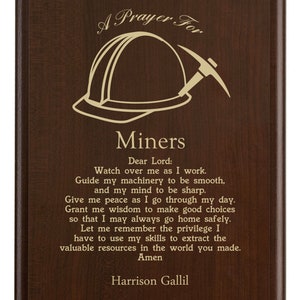 Miner Prayer Plaque | Personalized Coal Miners Gift | Quarry ...