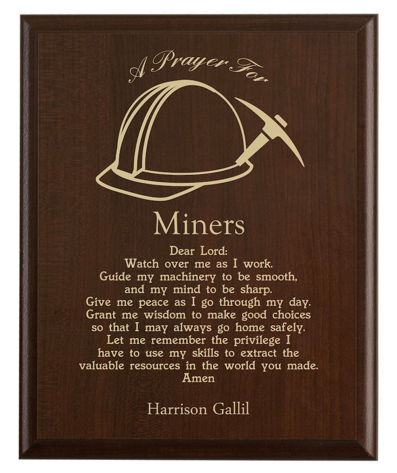 Miner Prayer Plaque Personalized Coal Miners Gift Quarry - Etsy