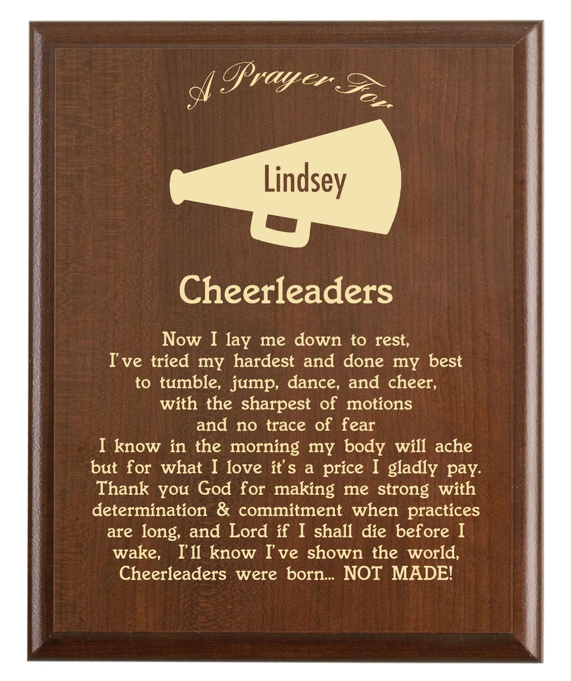 Cheerleader Prayer Plaque Personalized Cheerleader's | Etsy