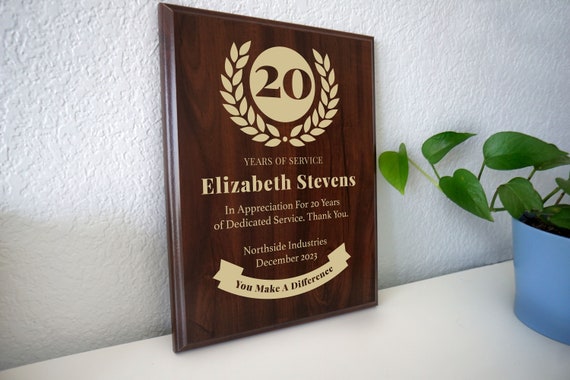20 Year Work Anniversary Gift Award Twenty Years of Service - Etsy