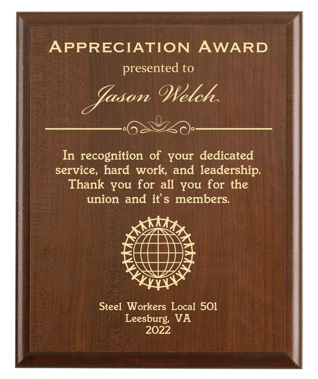 Union President Award Plaque | Thank You Gift for Local Union ...