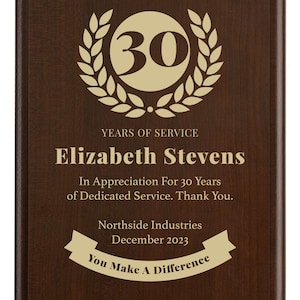 30 Year Work Anniversary Gift Award | Thirty Years of Service Employee ...