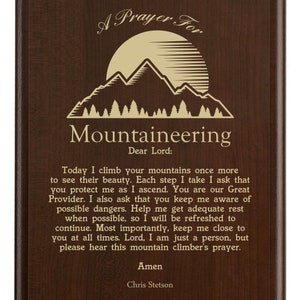 Mountaineering Prayer Plaque | Personalized Mountain Climbing Gift ...