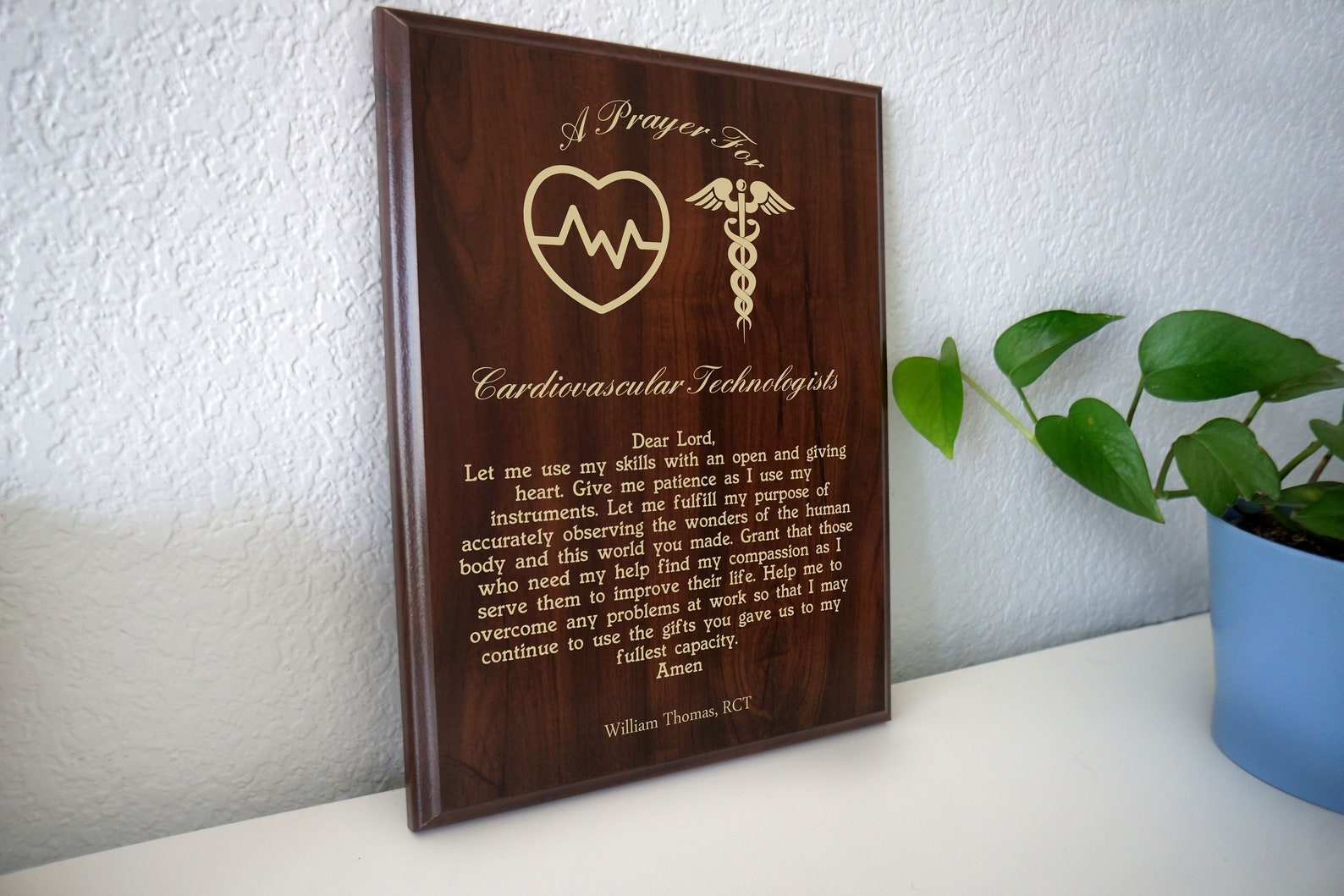 Cardiovascular Technologist Prayer Plaque | Precision Monitoring Hearts ...