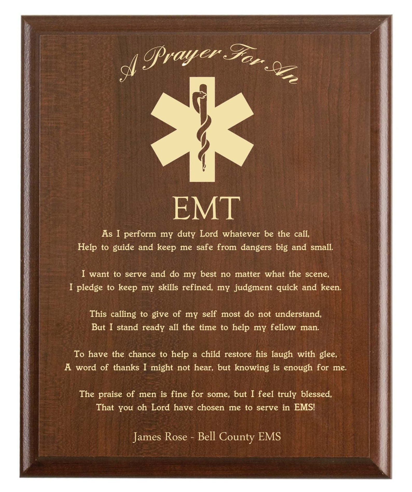 EMT Prayer Plaque Personalized EMTs Gift An EMT's | Etsy
