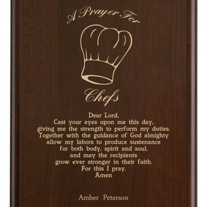 Chef Prayer Plaque | Personalized Head Chef, Sous Chef, Baking Gift for ...