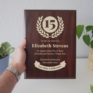 15 Year Work Anniversary Gift Award | Fifteen Years of Service Employee ...