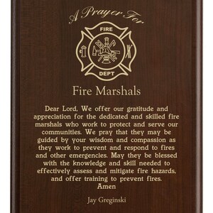 Fire Marshal Prayer Plaque | Personalized Fire Marshals Gift | Marshal ...