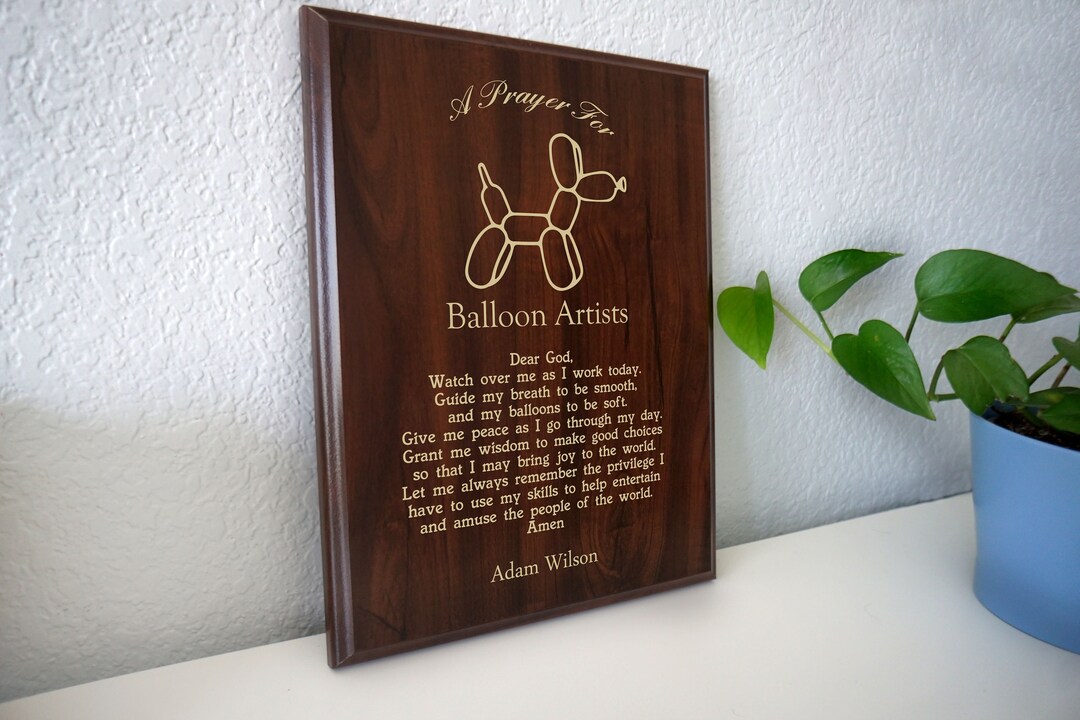Balloon Artist Prayer Plaque | Personalized Balloonist Present for ...