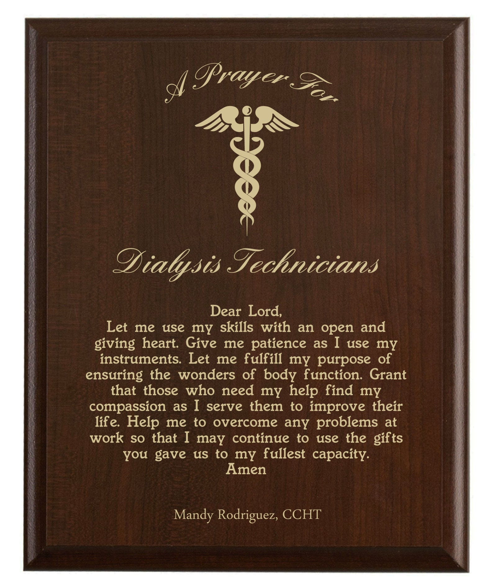 Dialysis Technician Prayer Plaque Personalized Dialysis - Etsy