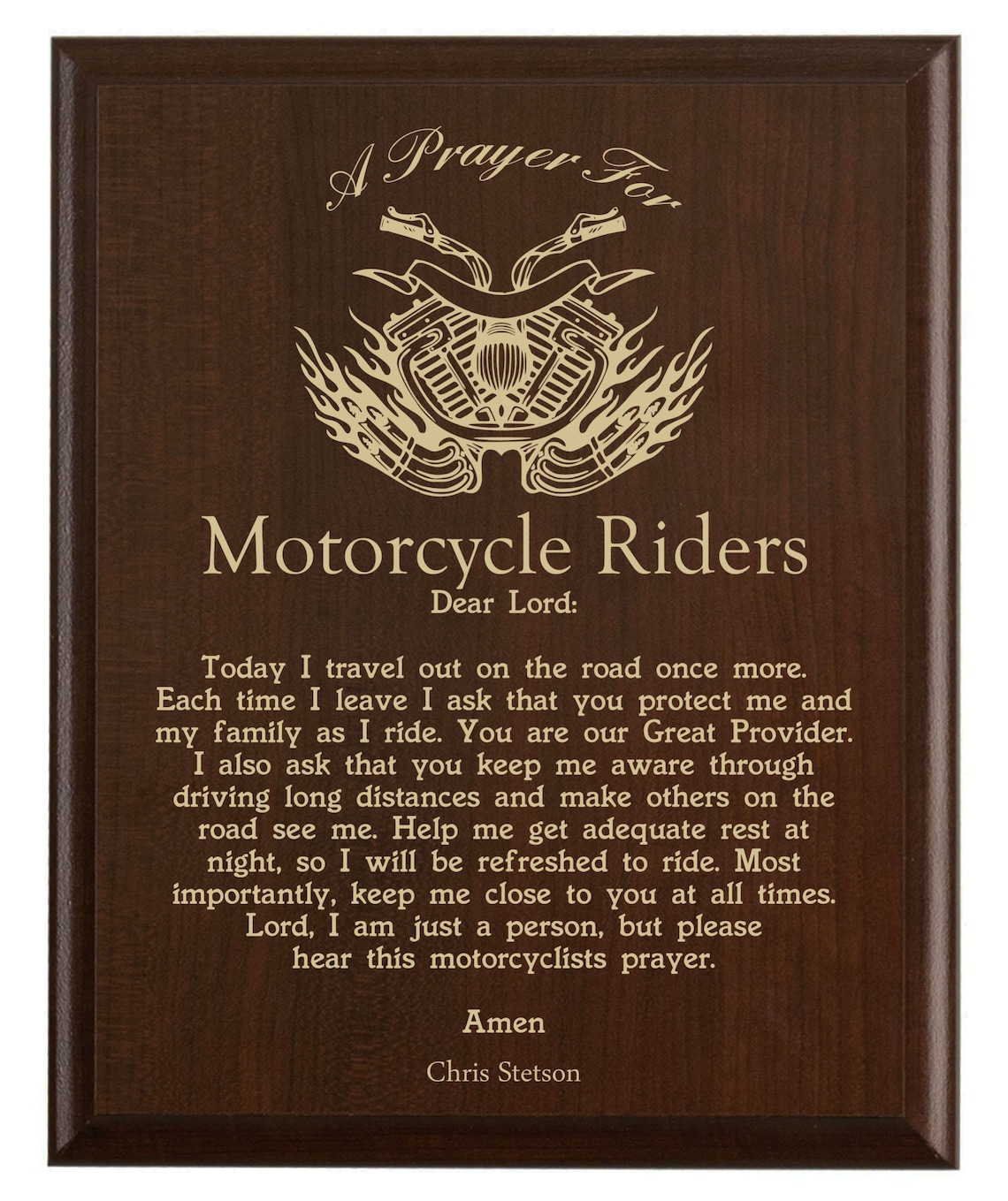 Motorcycle Rider Prayer Plaque | Protection Riding Roads Where Speed ...