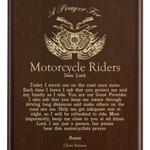 Motorcycle Rider Prayer Plaque | Personalized Biker Gift for ...