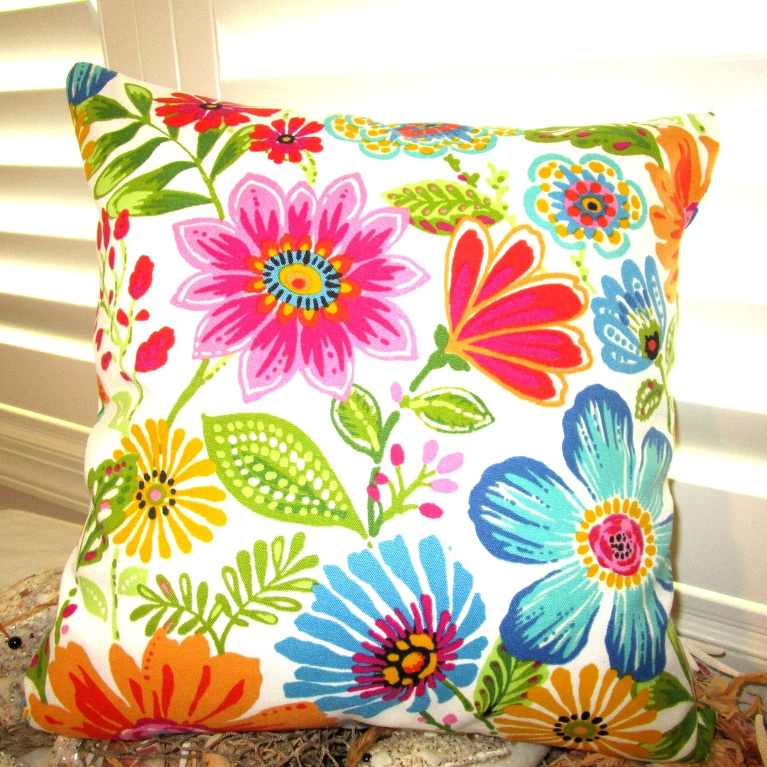 Floral Outdoor Pillow Cover: Spring Garden Accent Pillow - Etsy
