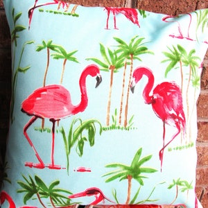 Flamingo OUTDOOR Pillow Cover Decorative BEACH Patio Porch Accent Throw ...