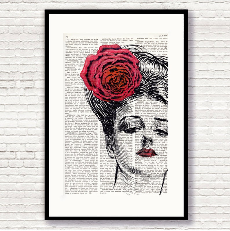 Dictionary Page Art WOMAN IN RED-2, Dictionary Art Print, Dictionary ...