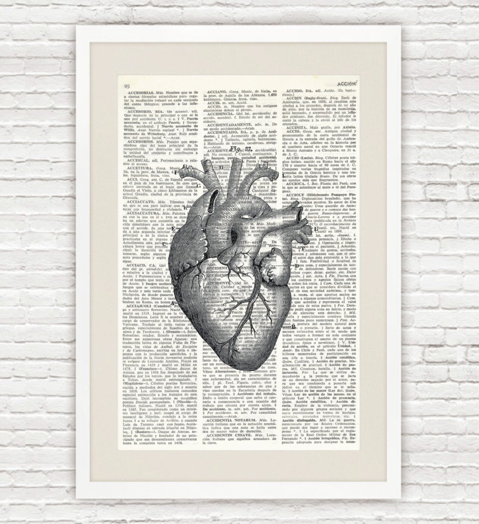 HUMAN HEART Dictionary Art Print, Medical Anatomy Heart Diagram Print ...