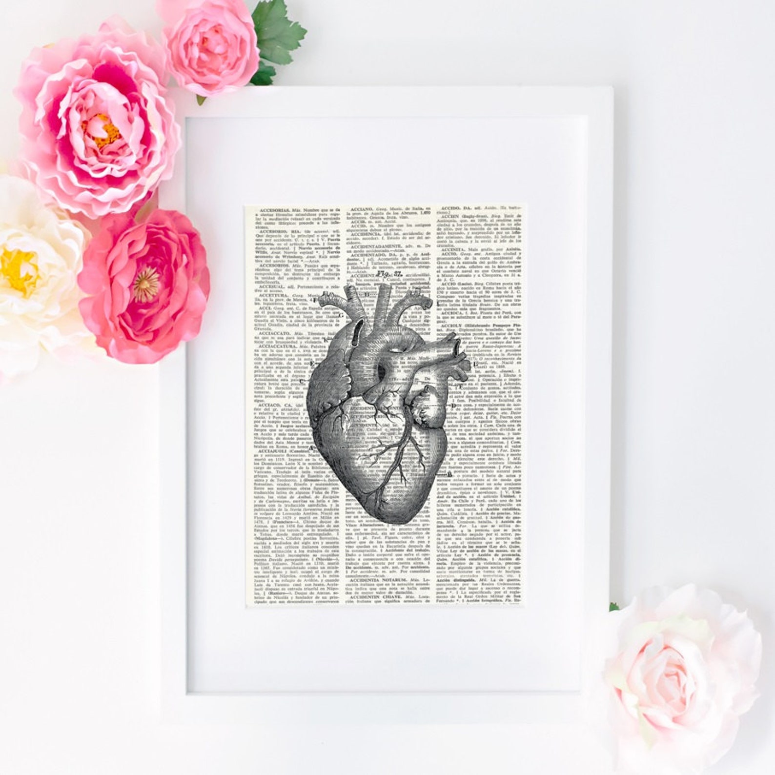 HUMAN HEART Dictionary Art Print, Medical Anatomy Heart Diagram Print ...