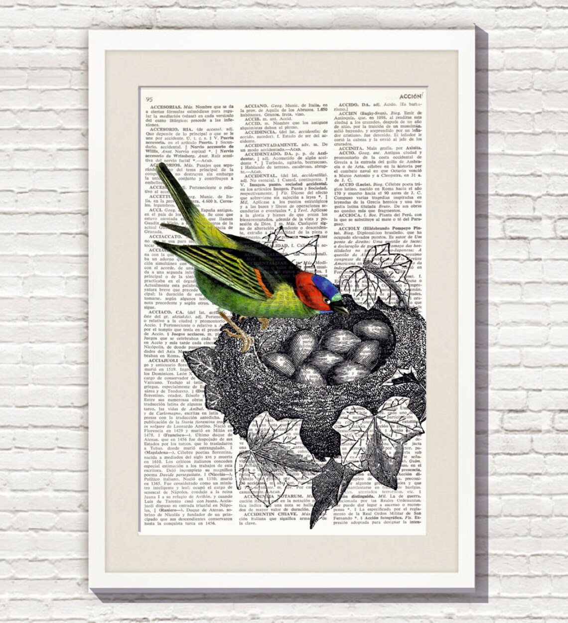 Dictionary Page Art BIRD AND NEST, Dictionary Art Print, Dictionary ...