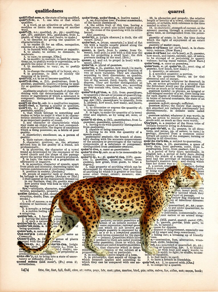 LEOPARD Dictionary Art Print, Safari Nursery Art, Jungle Baby Shower ...