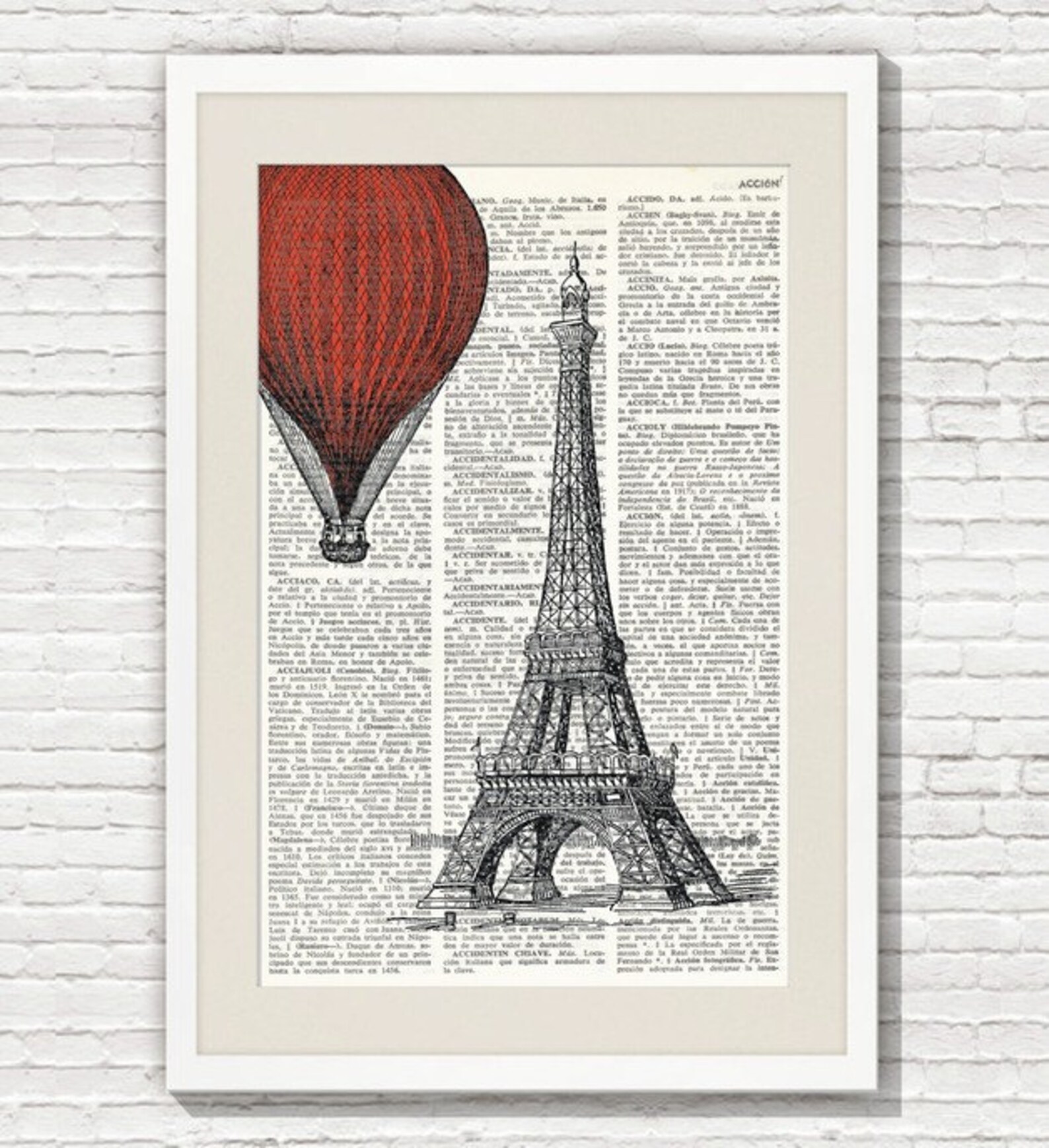 SET Three Dictionary Art Prints, Woman With Flower, Owl With Red ...