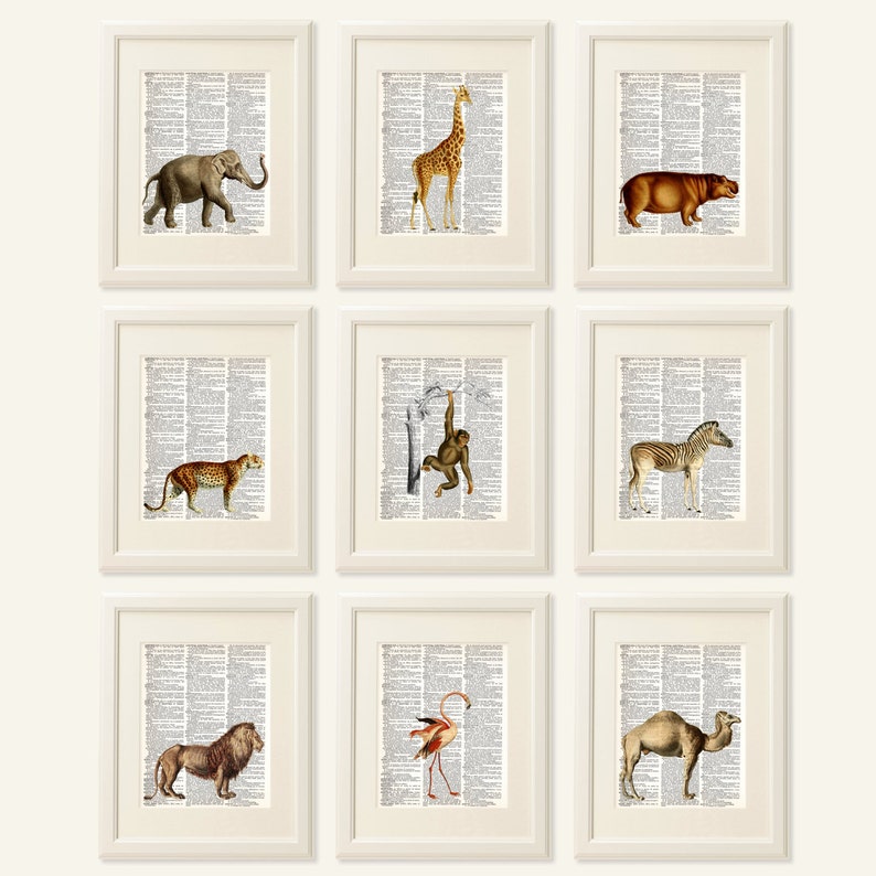 MONKEY Dictionary Art Print Safari Nursery Art Jungle Baby - Etsy