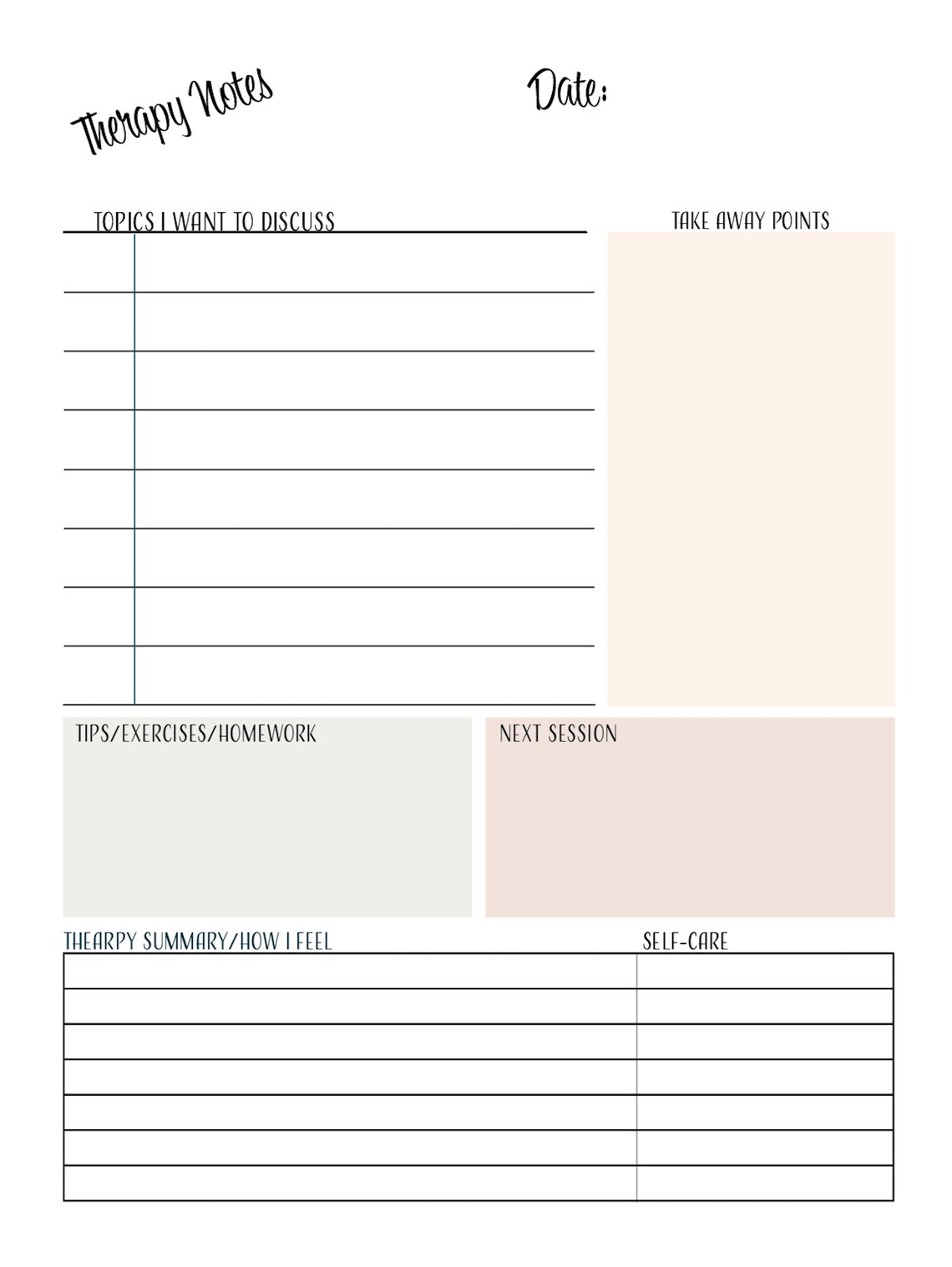 Therapy Notes-minimalist Therapy Notes-simple Therapy Notes - Etsy