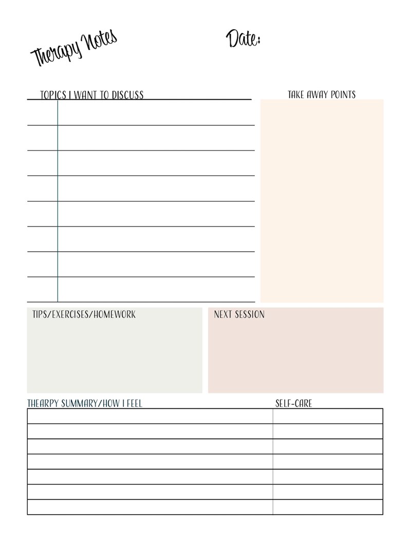 Therapy Notes-minimalist Therapy Notes-simple Therapy Notes - Etsy