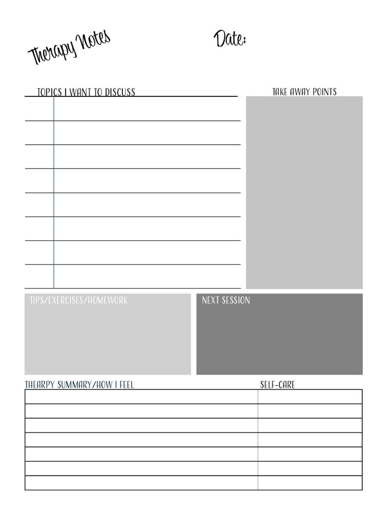 Therapy Notes-minimalist Therapy Notes-simple Therapy Notes - Etsy