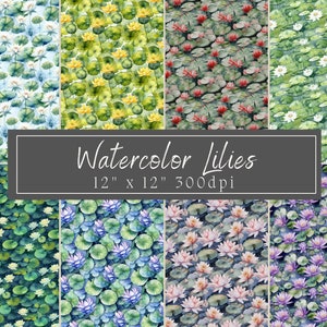 Watercolor Lilies Craft Paper Digital Download Seamless Pattern - Etsy