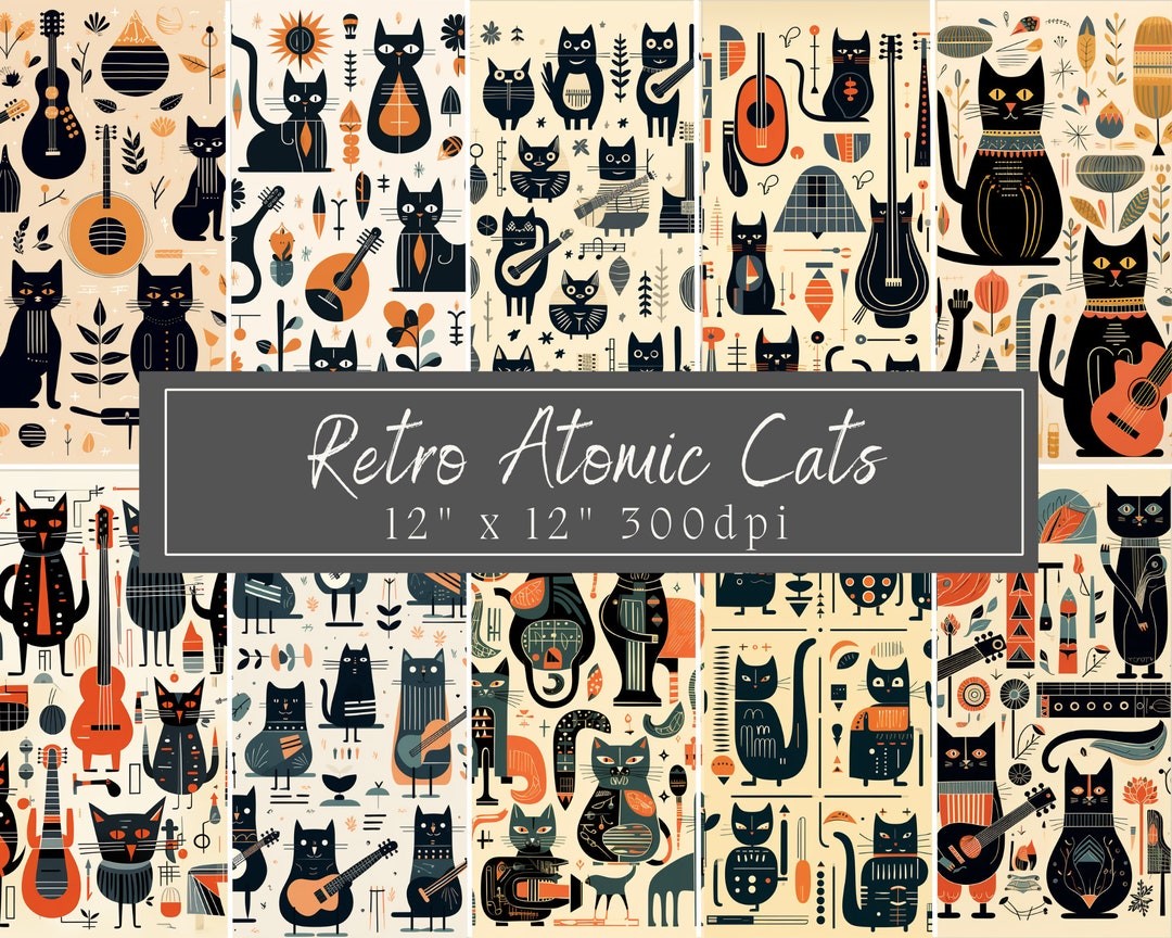 Retro Atomic Cats With Instruments SUPER PACK Digital Download - Etsy