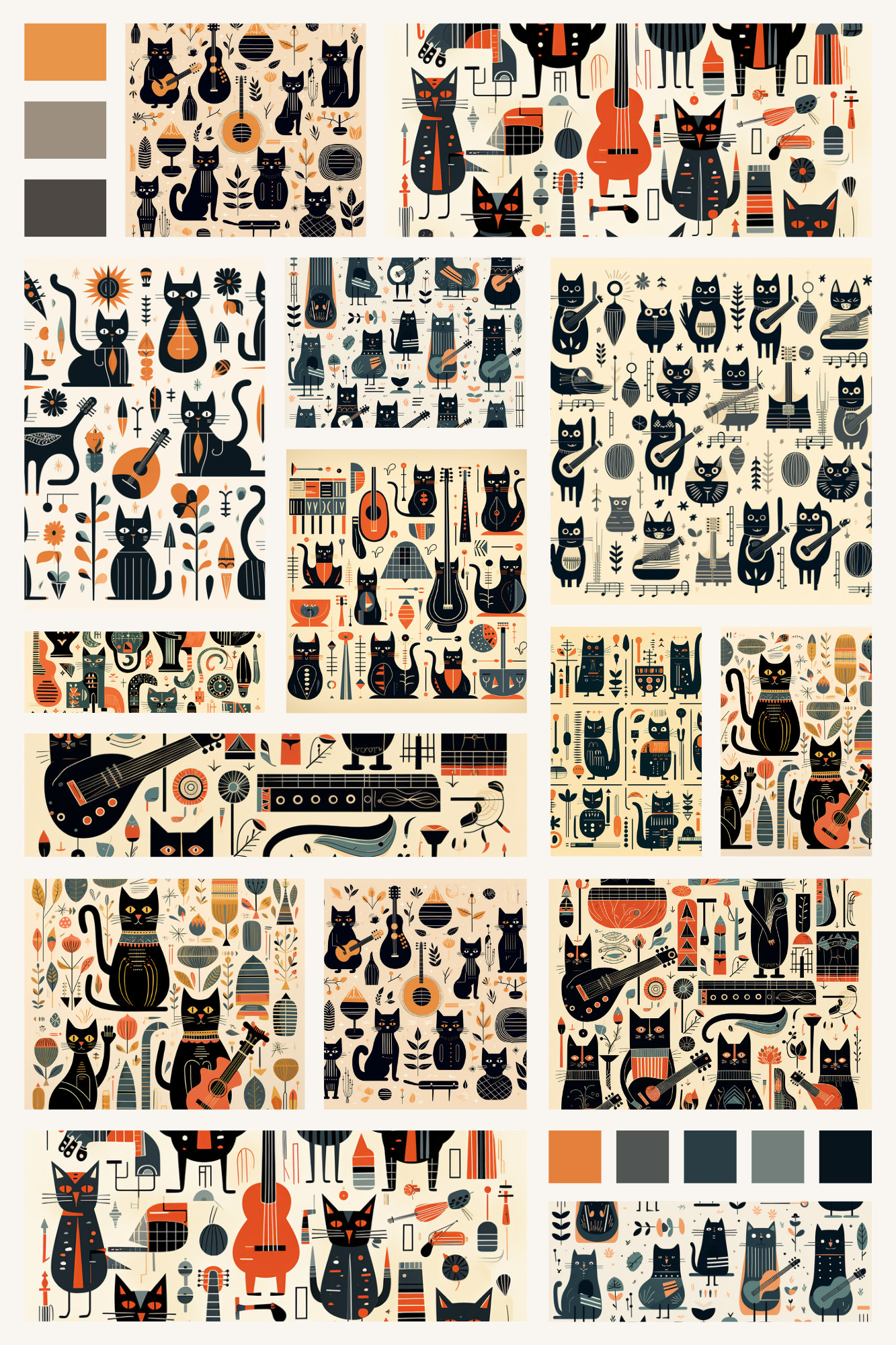 Retro Atomic Cats With Instruments SUPER PACK Digital Download - Etsy