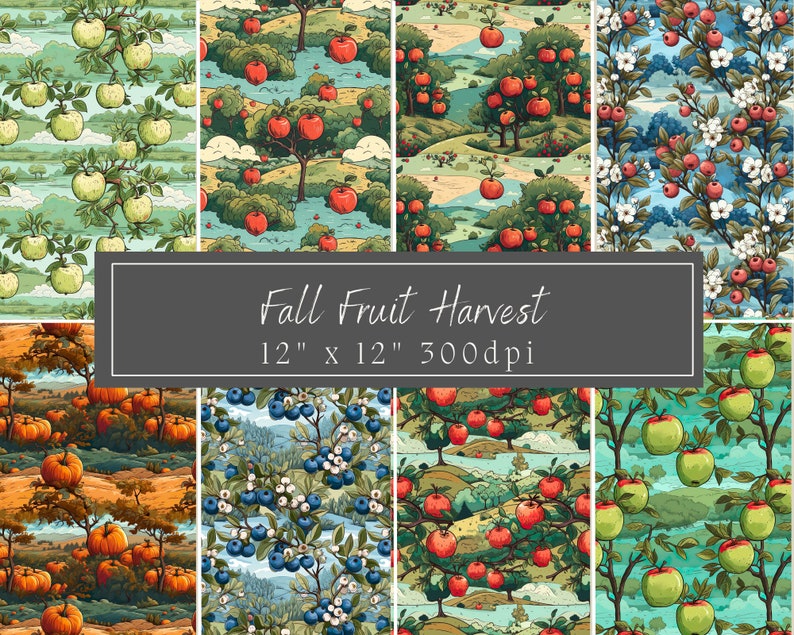 Fall Fruit Harvest Patterns Digital Download - Etsy