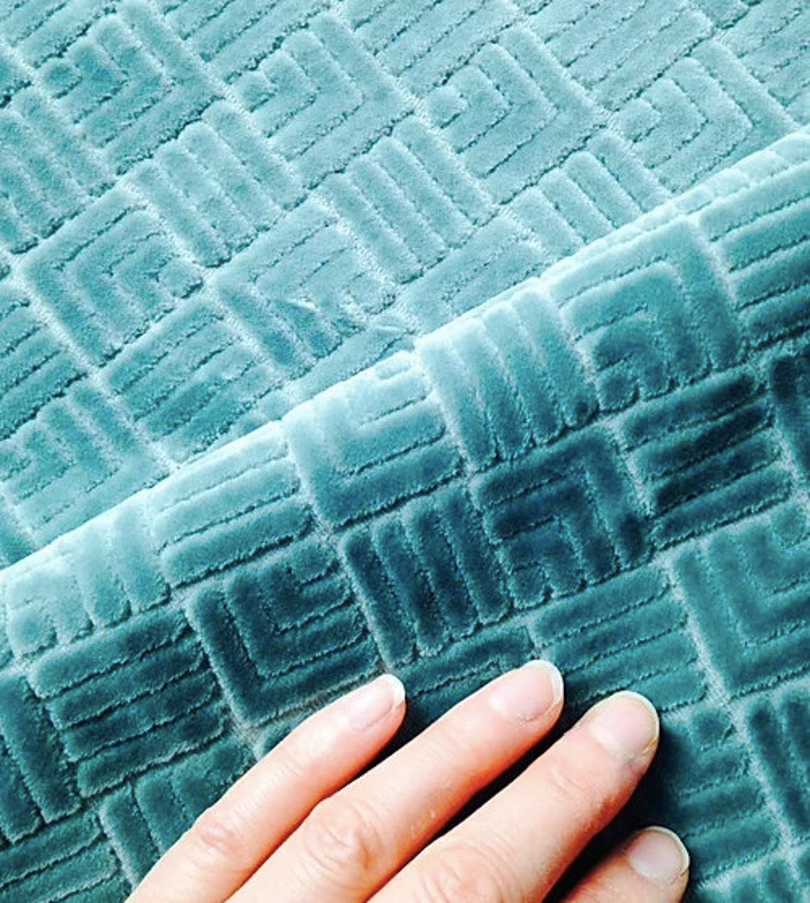 Fabric Piece of Premium Quality Embossed Velvet Blue Green - Etsy