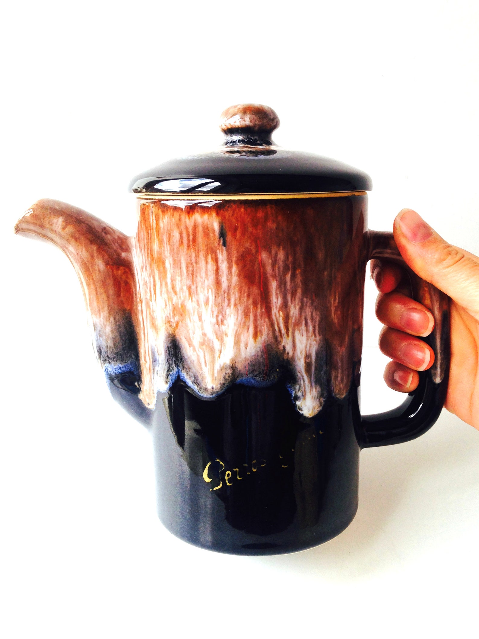 Teapot Sexy Black Ceramic Vintage Teapot Seventies Etsy