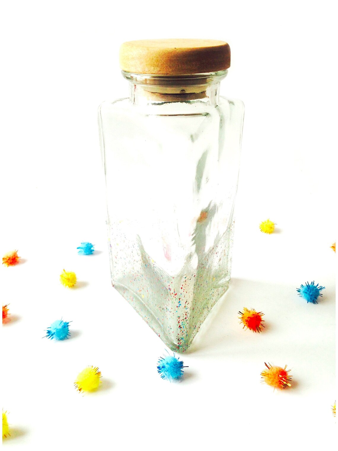 Glass Jar Triangular Transparent Glass With Cork Lid CONFETTO - Etsy