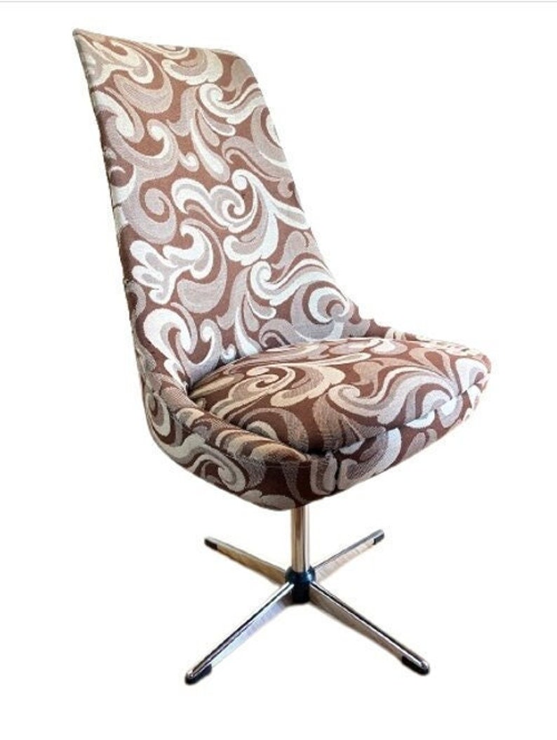 Design Piece Brown Swivel Chair 60s or 70s Original Fabric Plastic ...