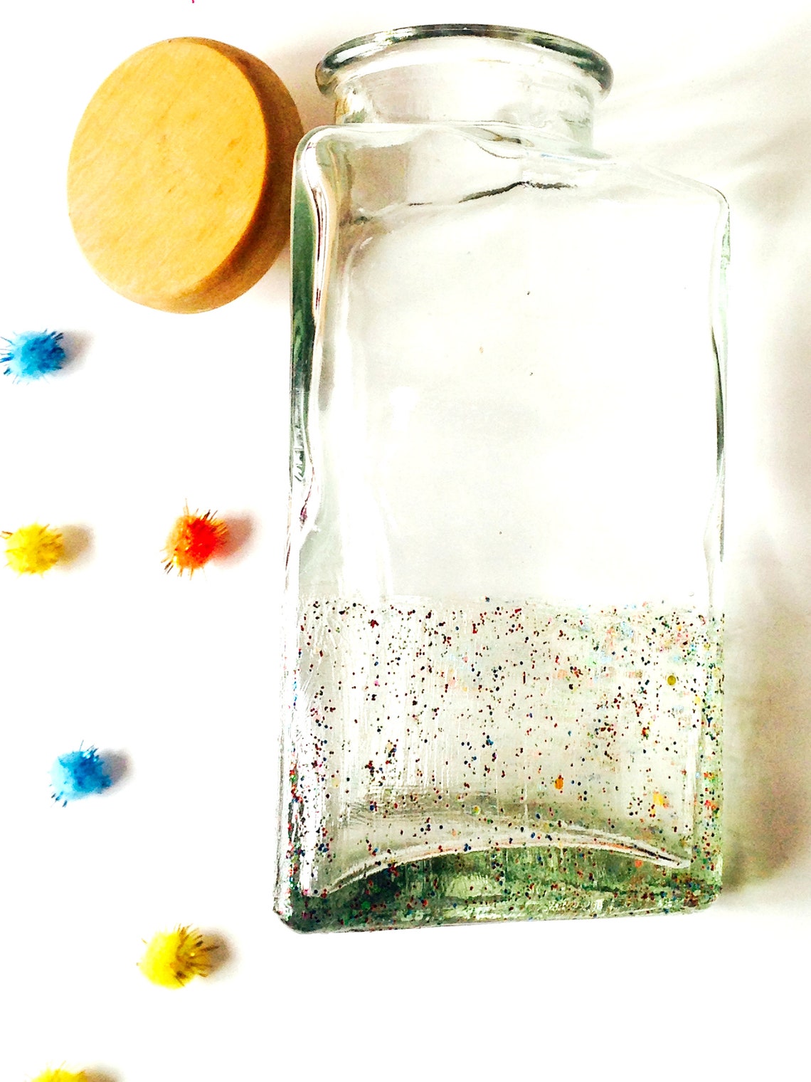Glass Jar Triangular Transparent Glass With Cork Lid CONFETTO - Etsy